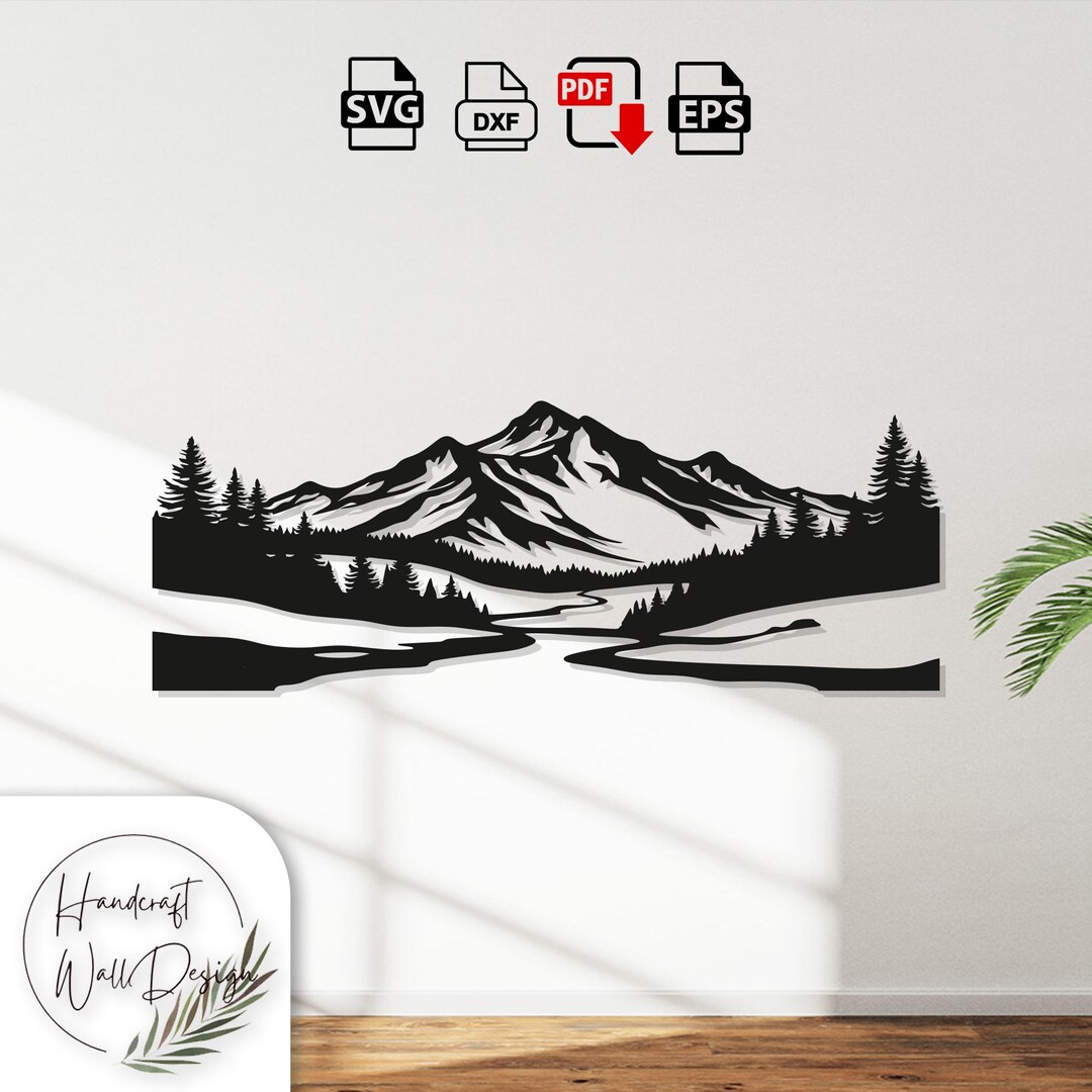 Mountain DXF, SVG Files ,laser Cut , Cnc Cut, Bomb, Wall Decor, Svg ...