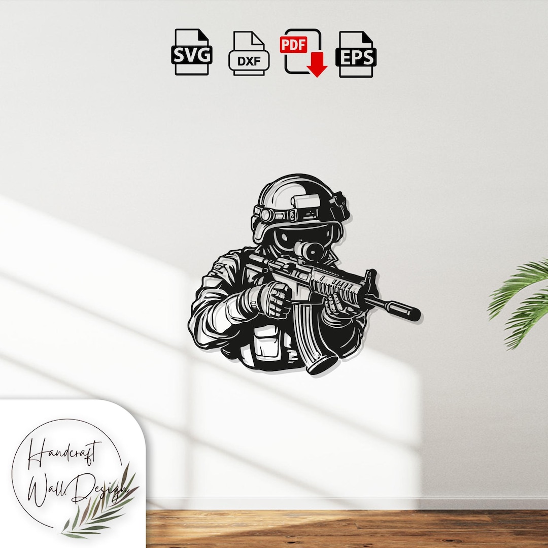 Soldier DXF, SVG Files ,laser Cut , Cnc Cut, Bomb, Wall Decor, Svg, Dxf ...
