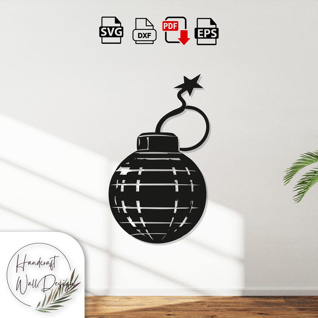 Bomb DXF, SVG Files ,laser Cut , Cnc Cut, Bomb, Wall Decor, Svg, Dxf ...