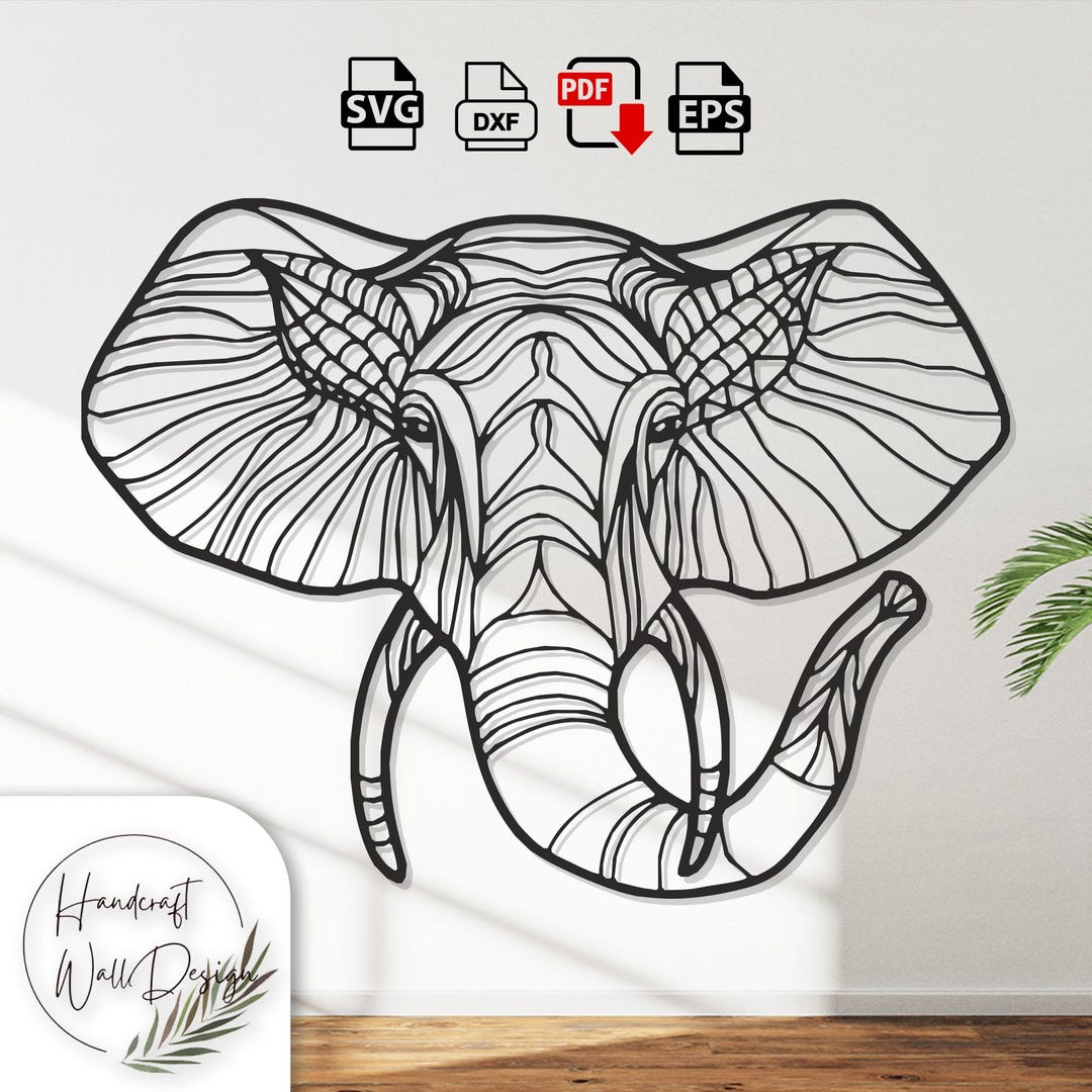 Elephant DXF, SVG Files ,laser Cut , Cnc Cut, Bomb, Wall Decor, Svg ...