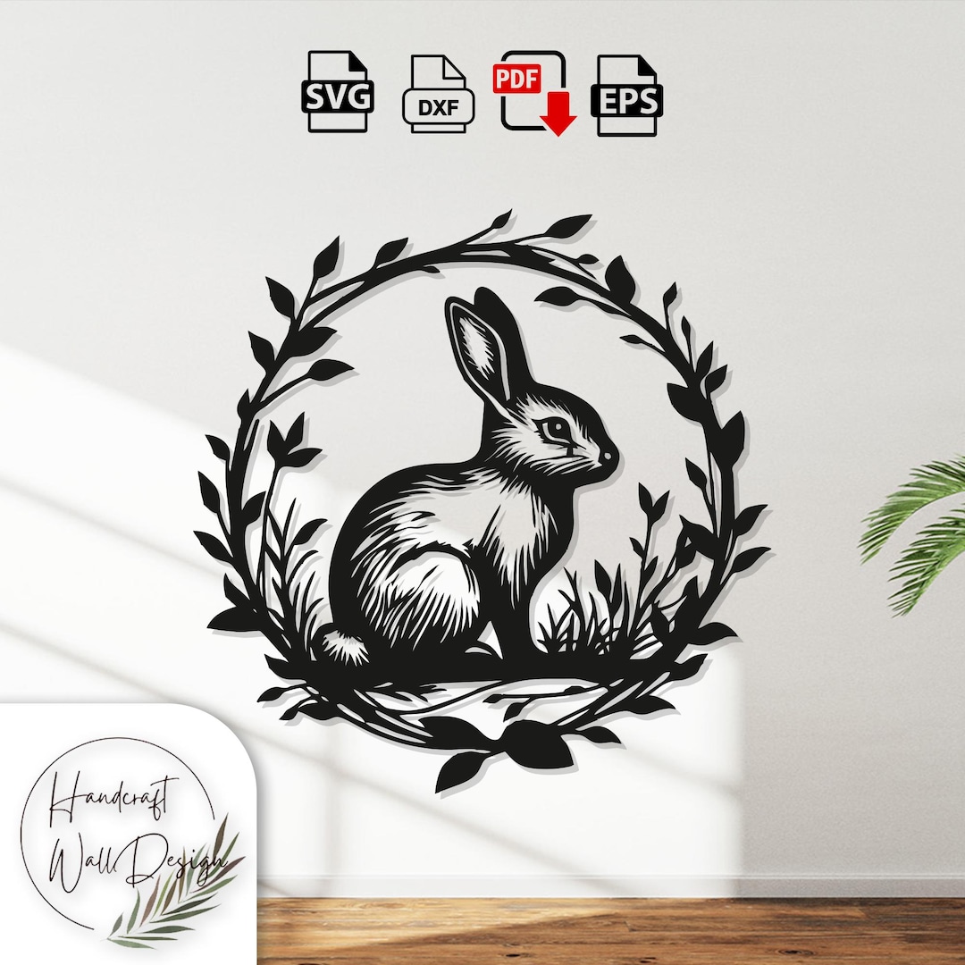 Rabbit DXF, SVG Files ,laser Cut , Cnc Cut, Bomb, Wall Decor, Svg, Dxf ...