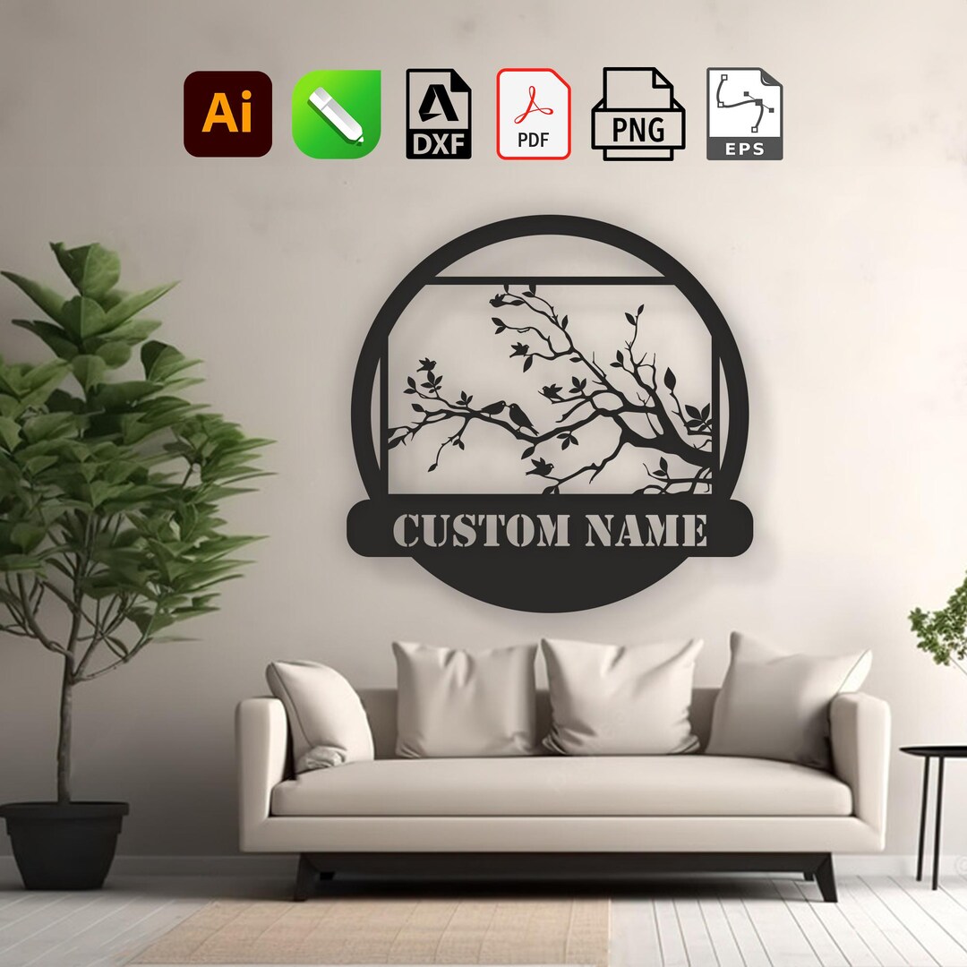 Customized Tree Branch Art Digital DXF, SVG Files ,laser Cut,cnc Cut ...