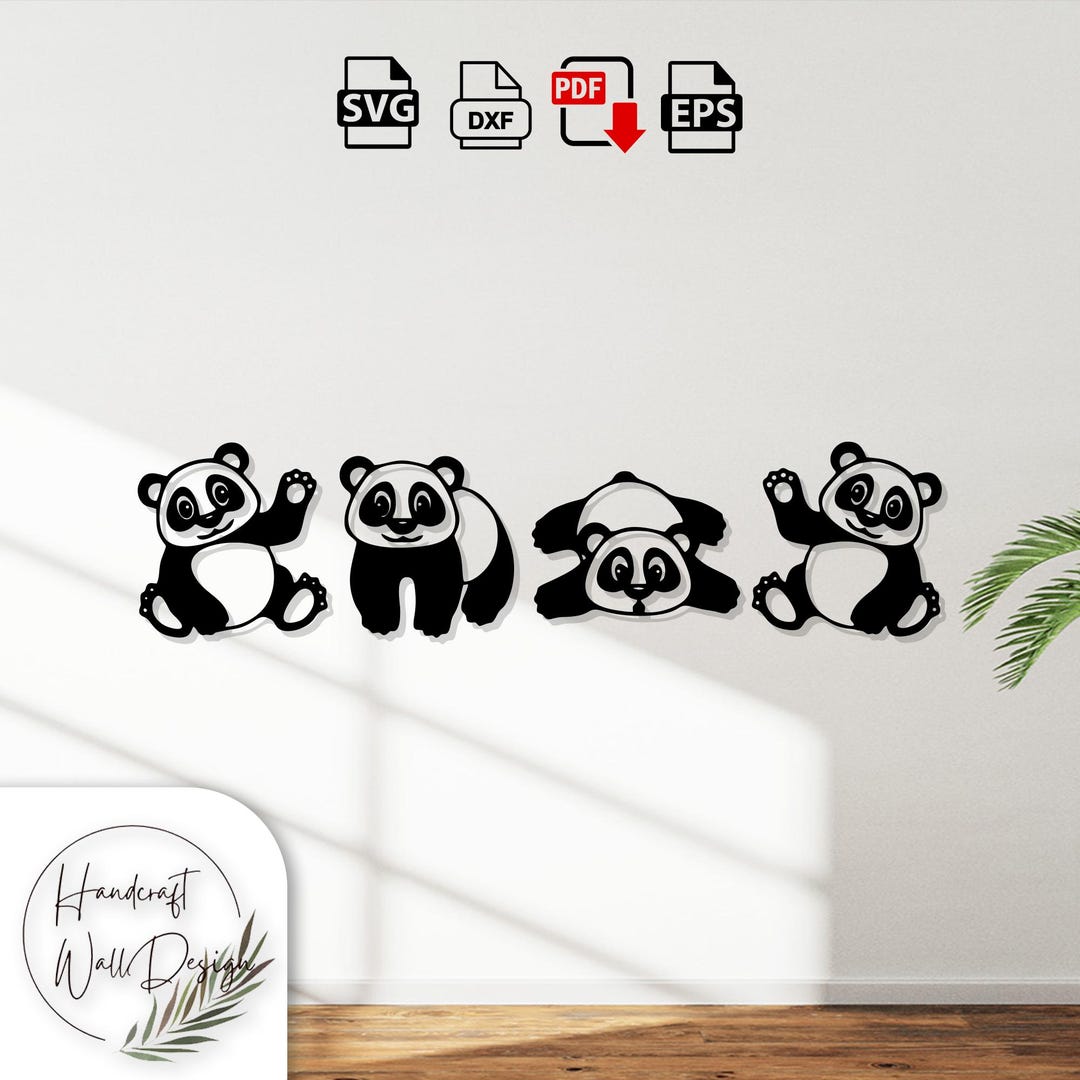 Pandas DXF, SVG Files ,laser Cut , Cnc Cut, Bomb, Wall Decor, Svg, Dxf ...