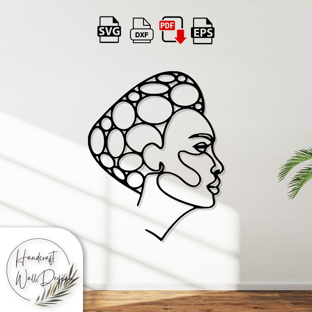 African Woman DXF, SVG Files ,laser Cut , Cnc Cut, Bomb, Wall Decor ...