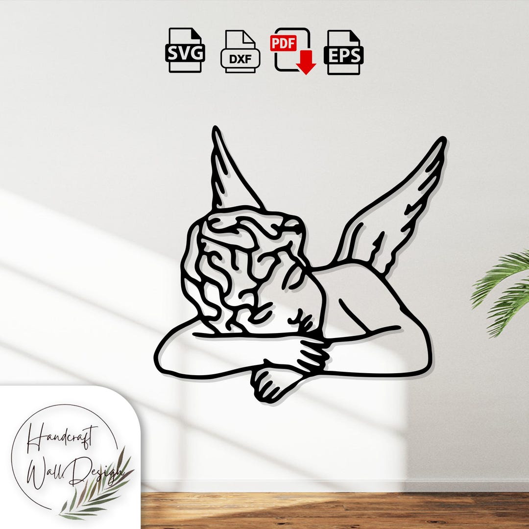 Angel Line Art DXF, SVG Files ,laser Cut , Cnc Cut, Bomb, Wall Decor ...