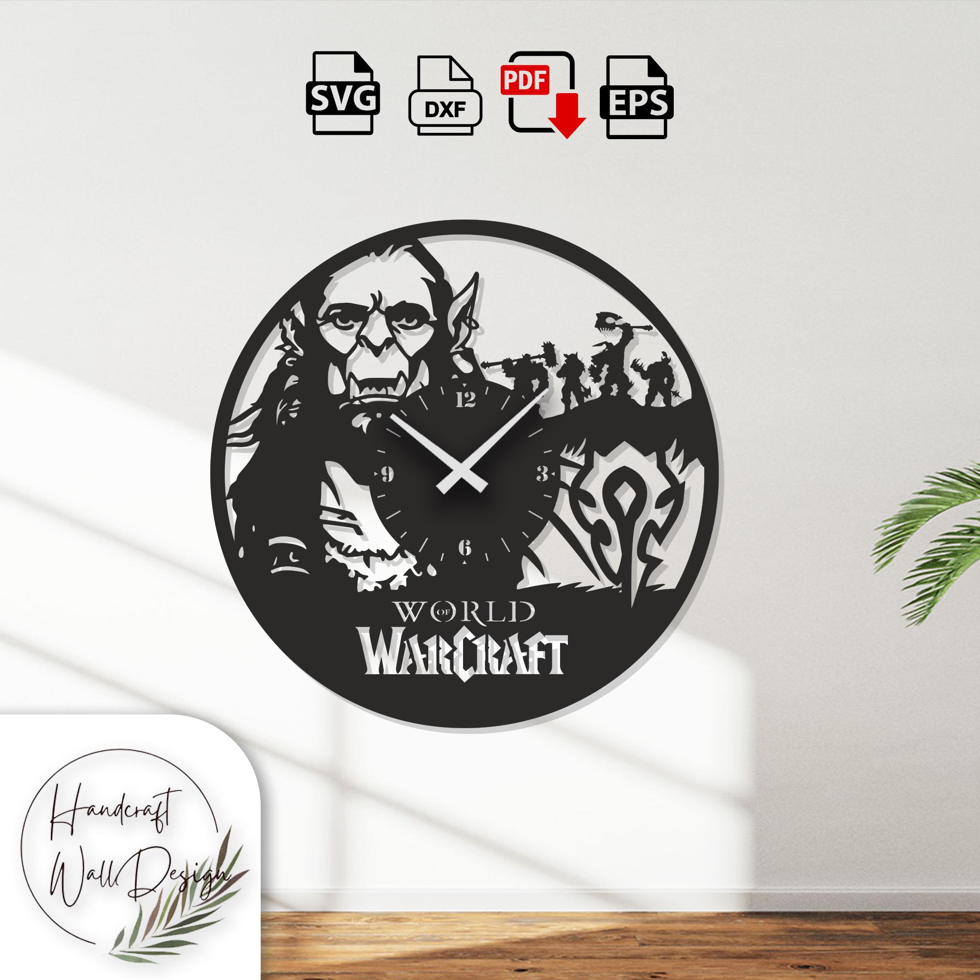 World Warcraft Wall Clock Digital Dxf,svg Files ,laser Cut , Cnc Cut ...