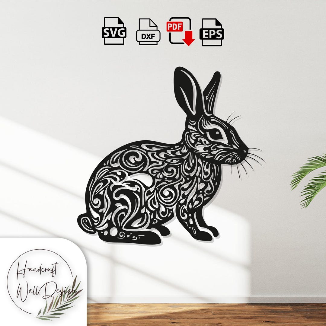 Rabbit DXF, SVG Files ,laser Cut , Cnc Cut, Bomb, Wall Decor, Svg, Dxf ...