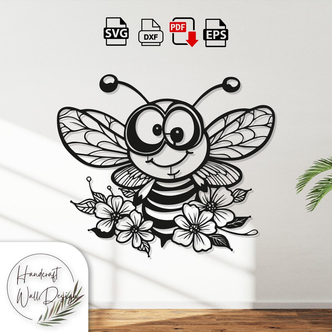 Funny Bee DXF, SVG Files ,laser Cut , Cnc Cut, Bomb, Wall Decor, Svg ...