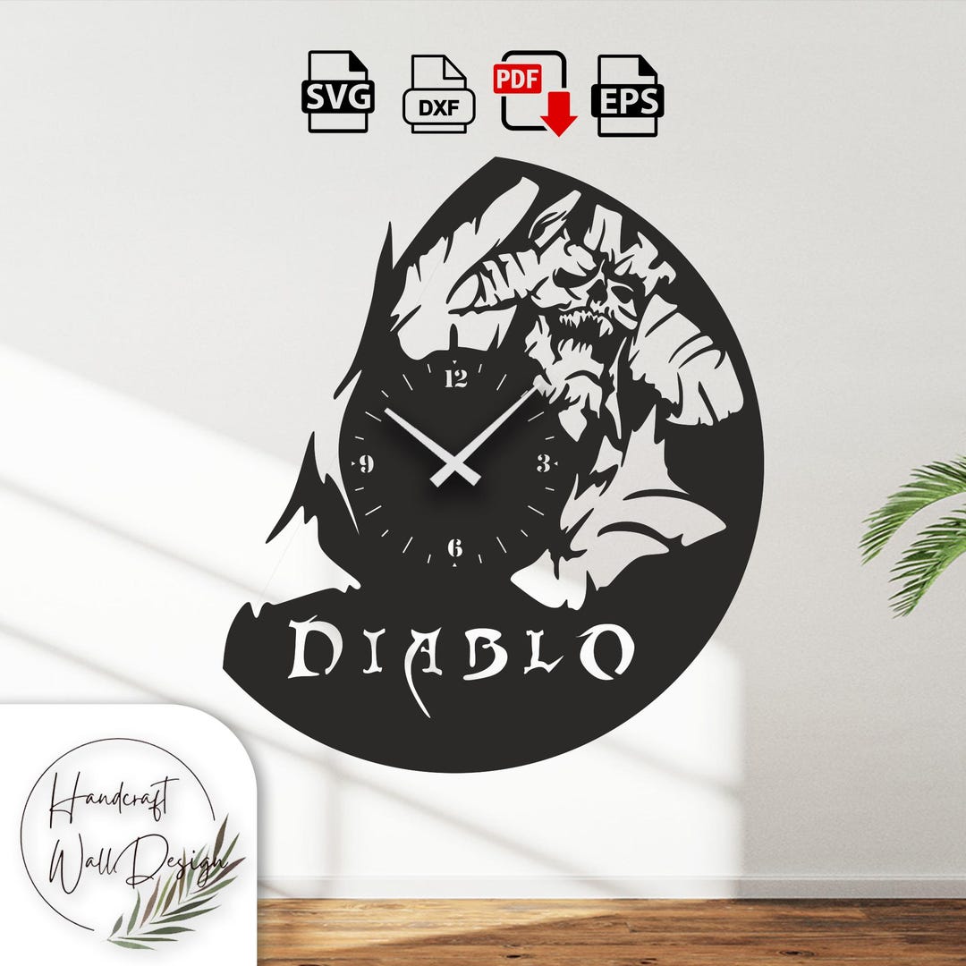 Diablo Wall Clock Digital Dxf,svg Files ,laser Cut , Cnc Cut, Bomb ...