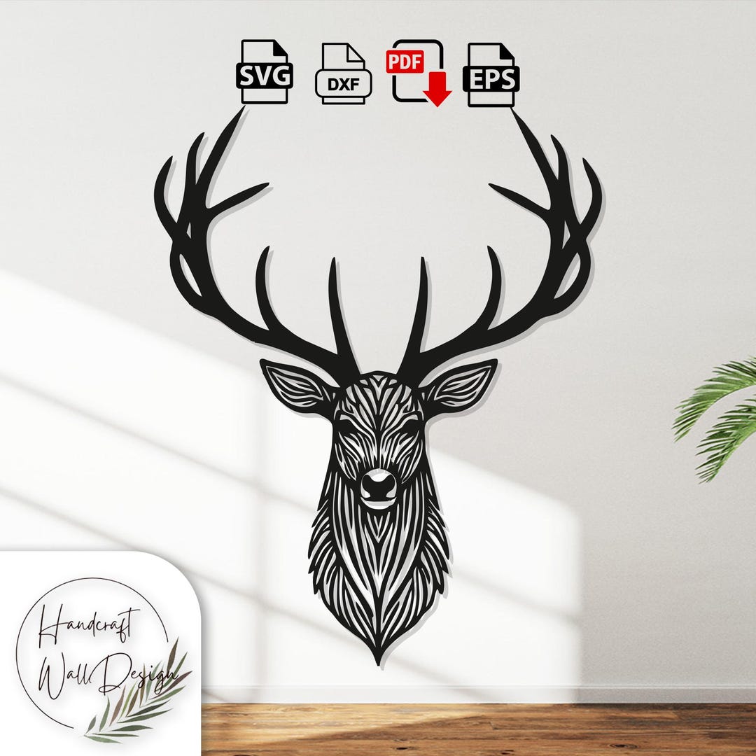 Deer Head DXF, SVG Files ,laser Cut , Cnc Cut, Bomb, Wall Decor, Svg ...