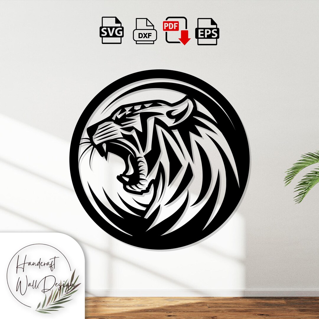Tiger DXF, SVG Files ,laser Cut , Cnc Cut, Bomb, Wall Decor, Svg, Dxf ...