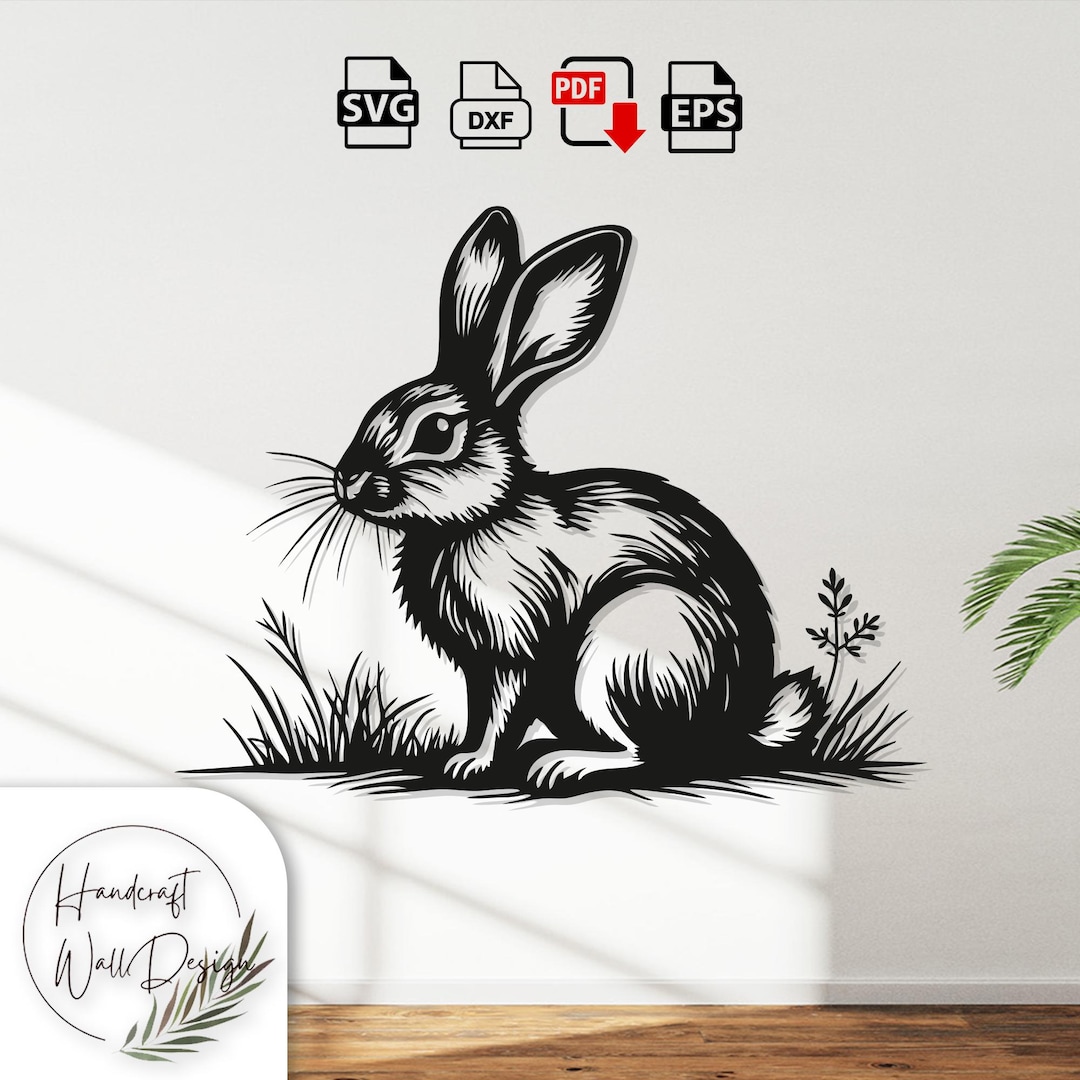 Rabbit DXF, SVG Files ,laser Cut , Cnc Cut, Bomb, Wall Decor, Svg, Dxf ...