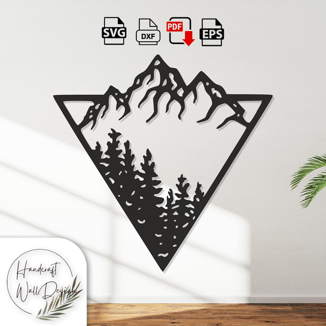 Mountains DXF, SVG Files ,laser Cut , Cnc Cut, Bomb, Wall Decor, Svg ...