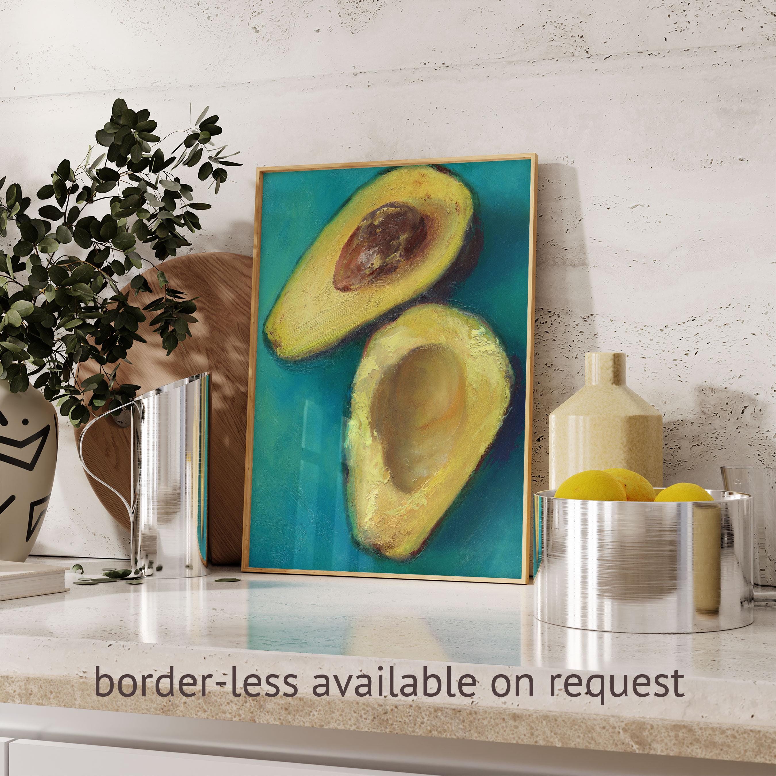 Avocado Art Print 4x6 to 11x14 Inch on Archival Paper. Dark Teal and ...