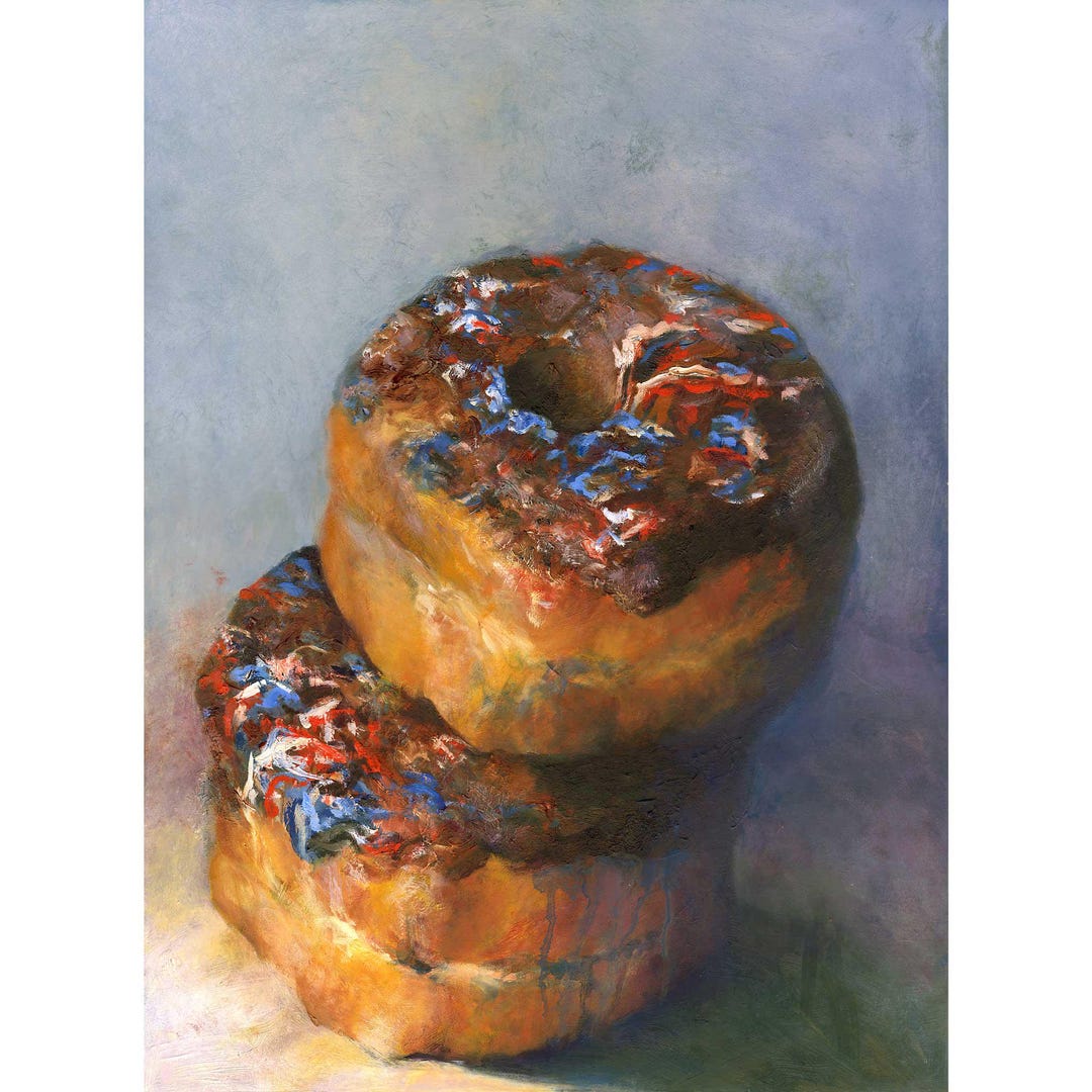 Chocolate Donut Art Print for Kitchen Breakfast Nook or Coffee Bar Wall ...
