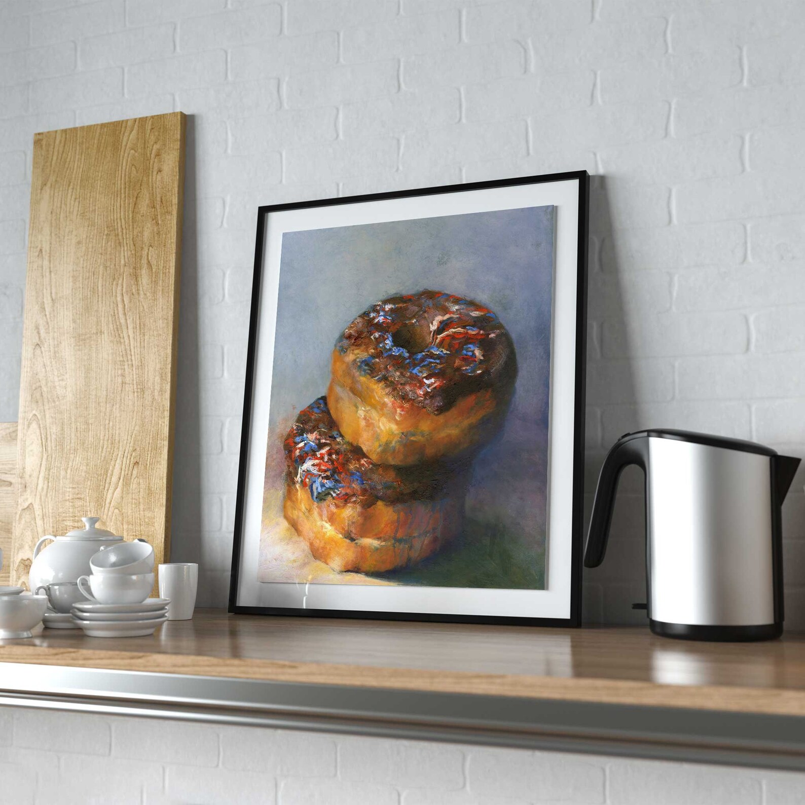 Chocolate Donut Art Print for Kitchen Breakfast Nook or Coffee Bar Wall ...