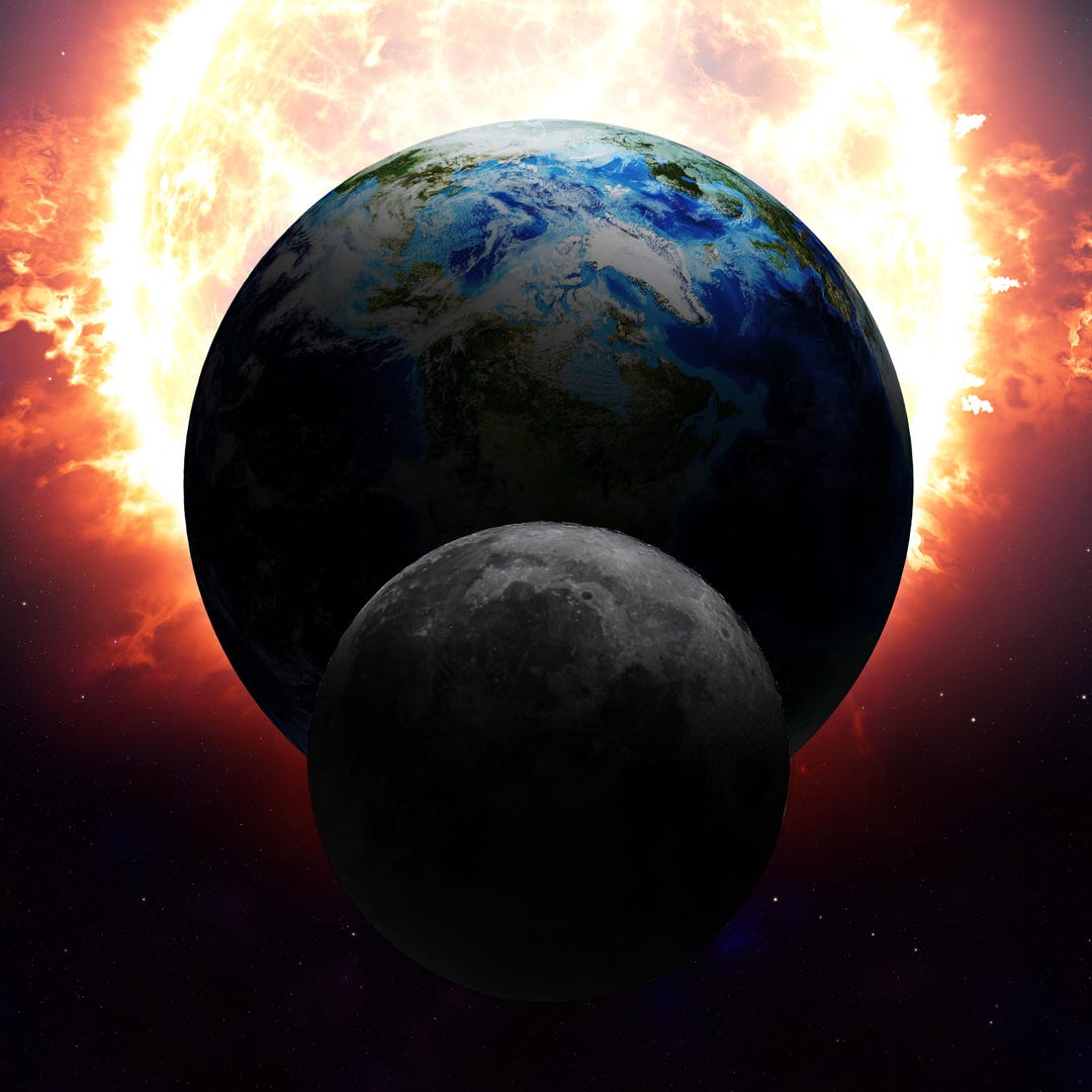 Earth Moon and Sun Poster - Peel and Stick Vinyl Wall Poster Space ...