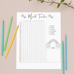 Mood Chart Printable, Daily Mood Journal, Self-reflection Tracker ...