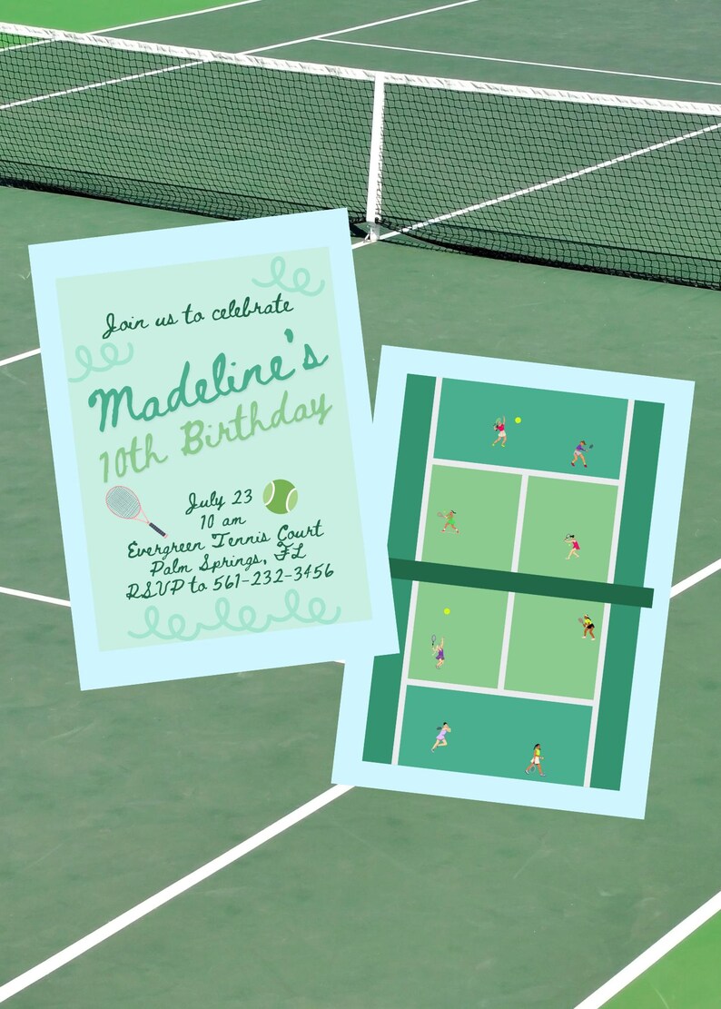 Tennis Birthday Party Invitation | Printable Tennis Invitation ...