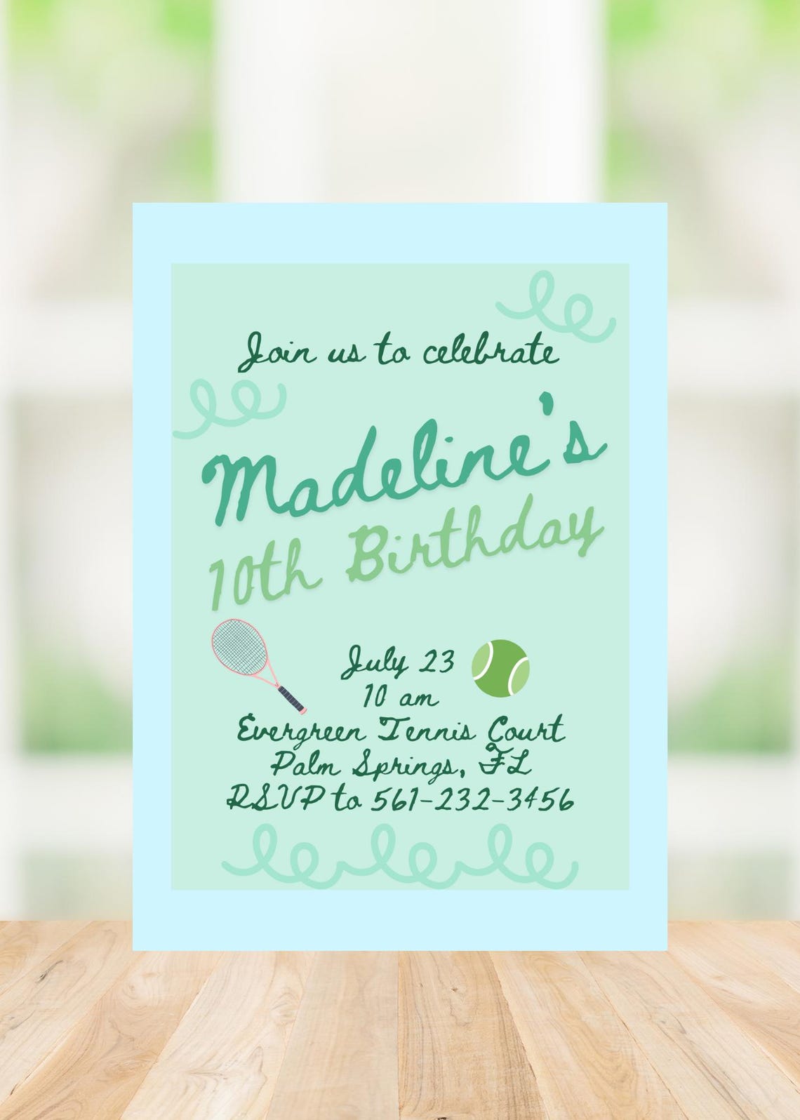 Tennis Birthday Party Invitation | Printable Tennis Invitation ...