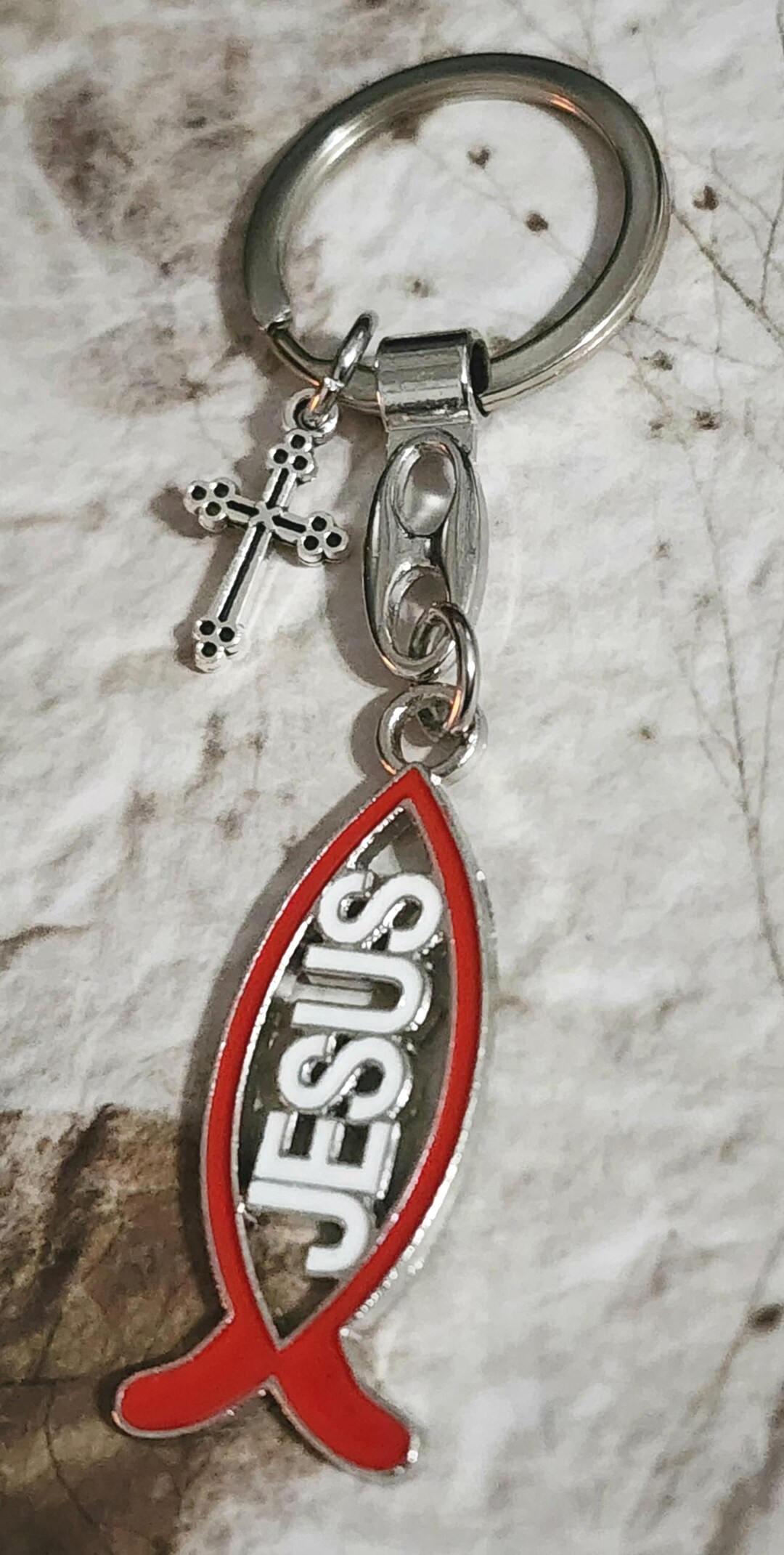 Red Jesus Keychain With Christian Cross Personalize Gift for Him ...