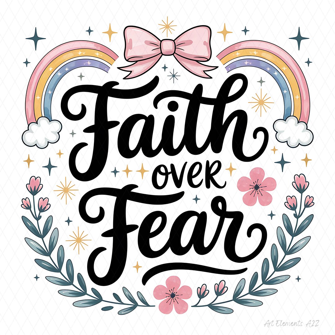 Faith Over Fear Pink Bow Png, Positive Affirmation PNG, Coquette ...