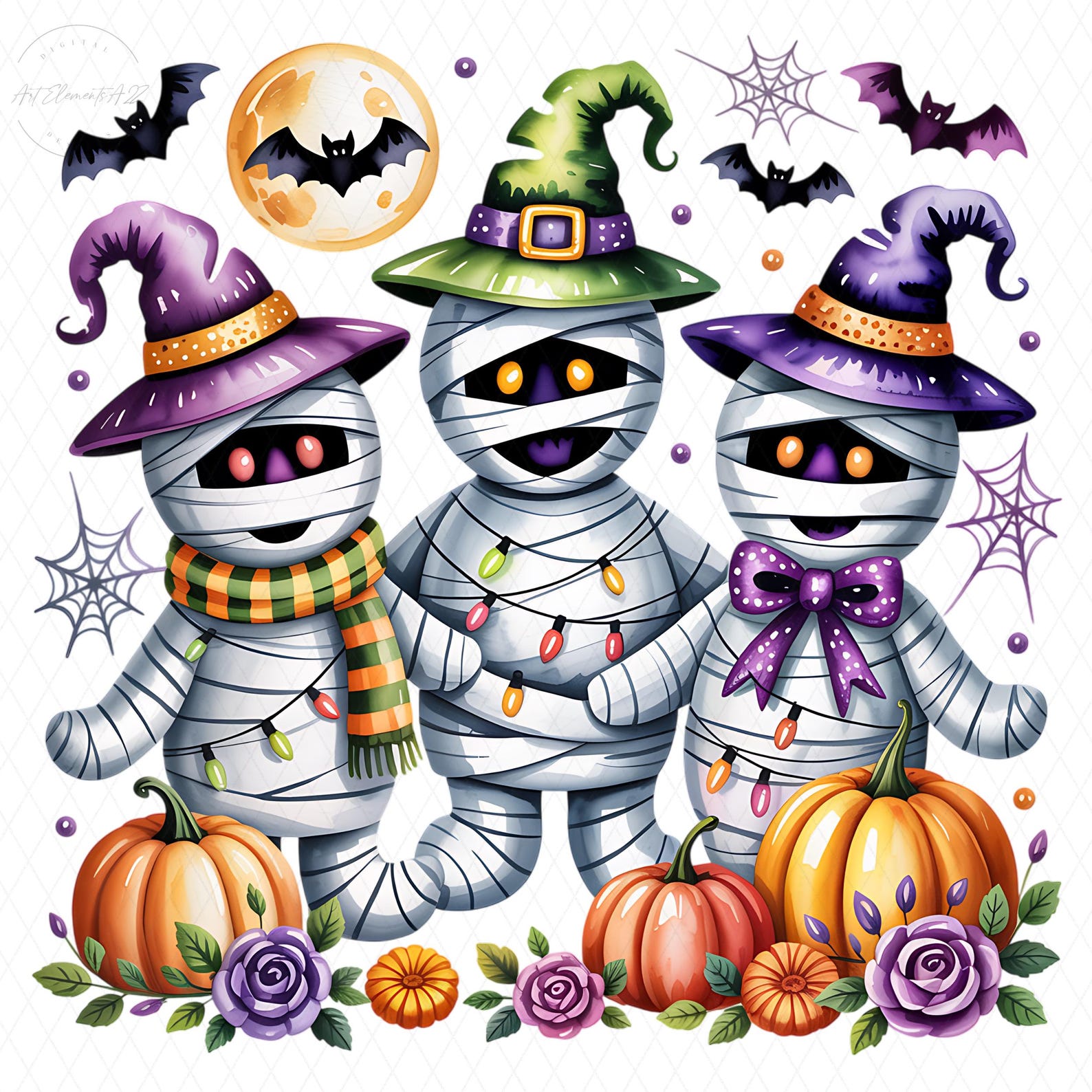 Halloween Mummy Trio PNG, Halloween Clipart, Spooky Vibes, Fall Mummy ...