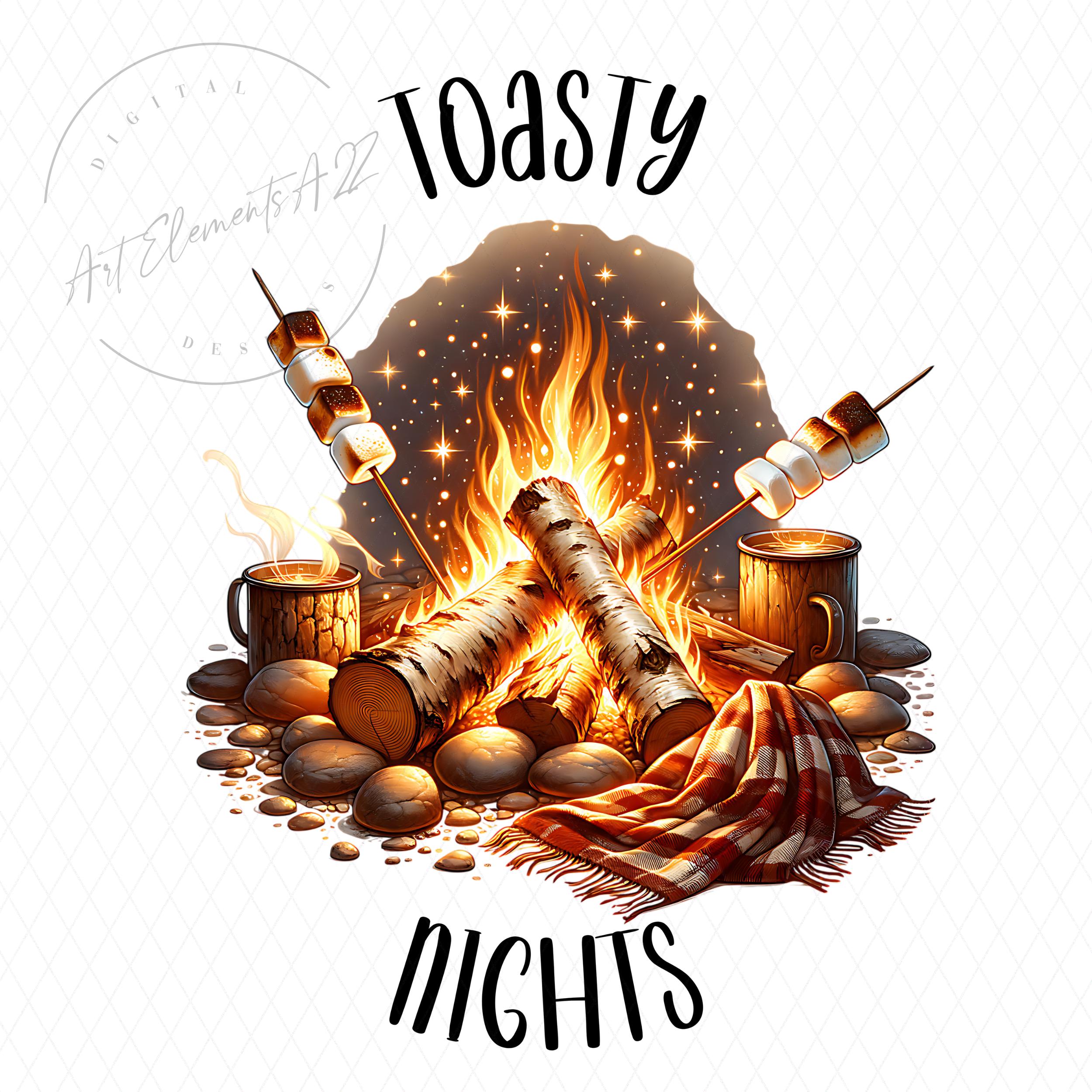 Toasty Nights PNG, Funny Camping Png, Summer Campfire and S'mores ...
