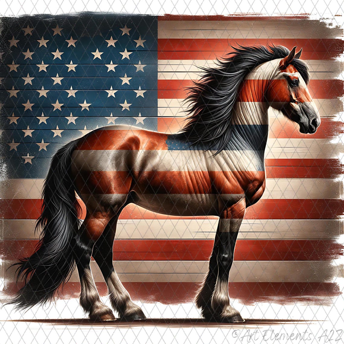 American Flag & Horse PNG, Transparent American Flag/horse Clipart - Etsy