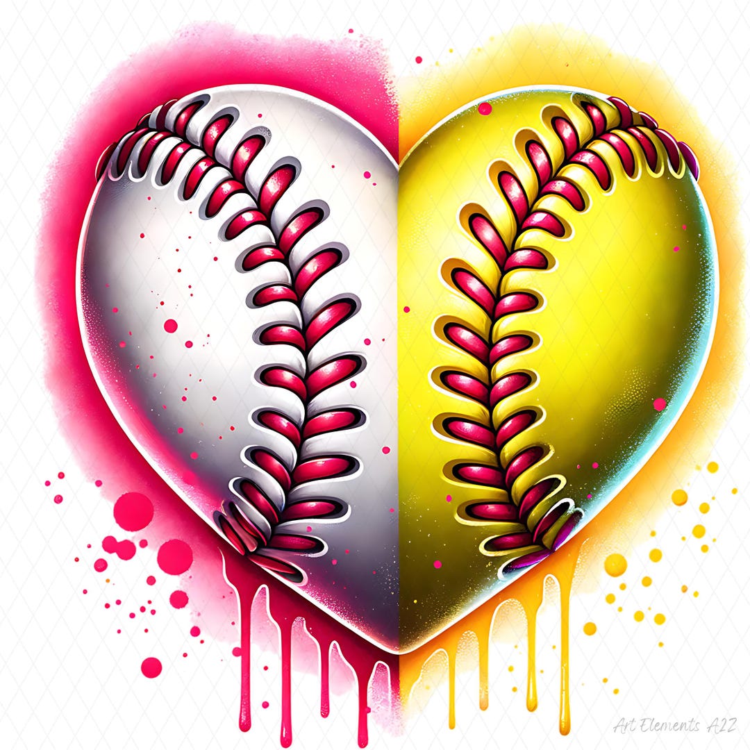 Distressed Split Baseball Png, Split Softball Heart Png, Grunge ...
