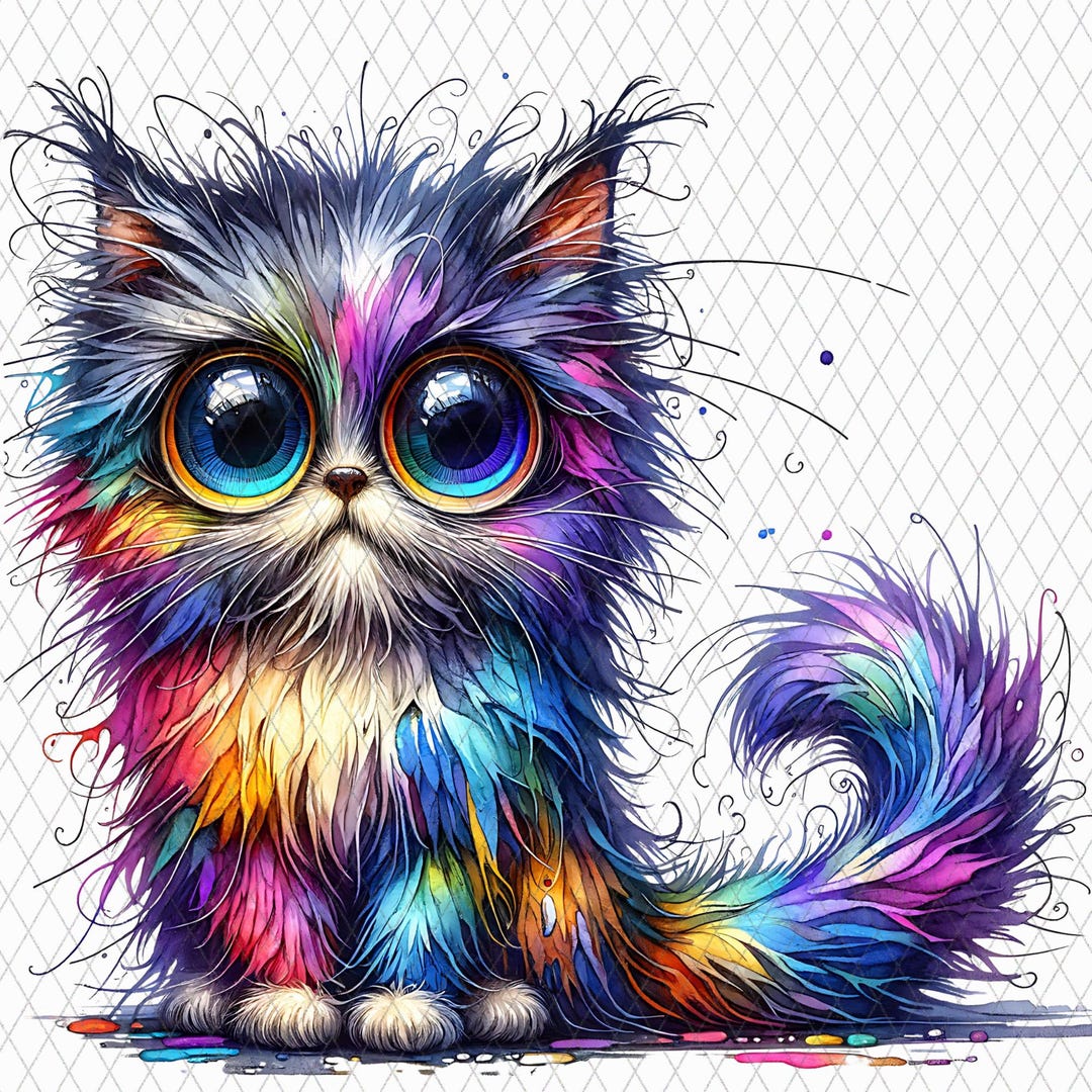 Frazzled Cat - Funny Quirky Cat Clipart, Cute Cat, Quirky Frazzled Cat ...