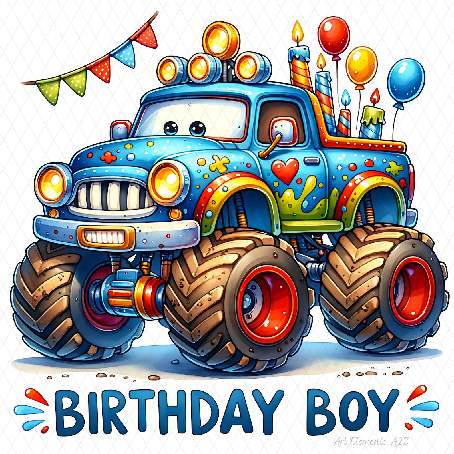 Birthday Boy- Monster Truck Transparent PNG, Birthday Boy Illustration ...