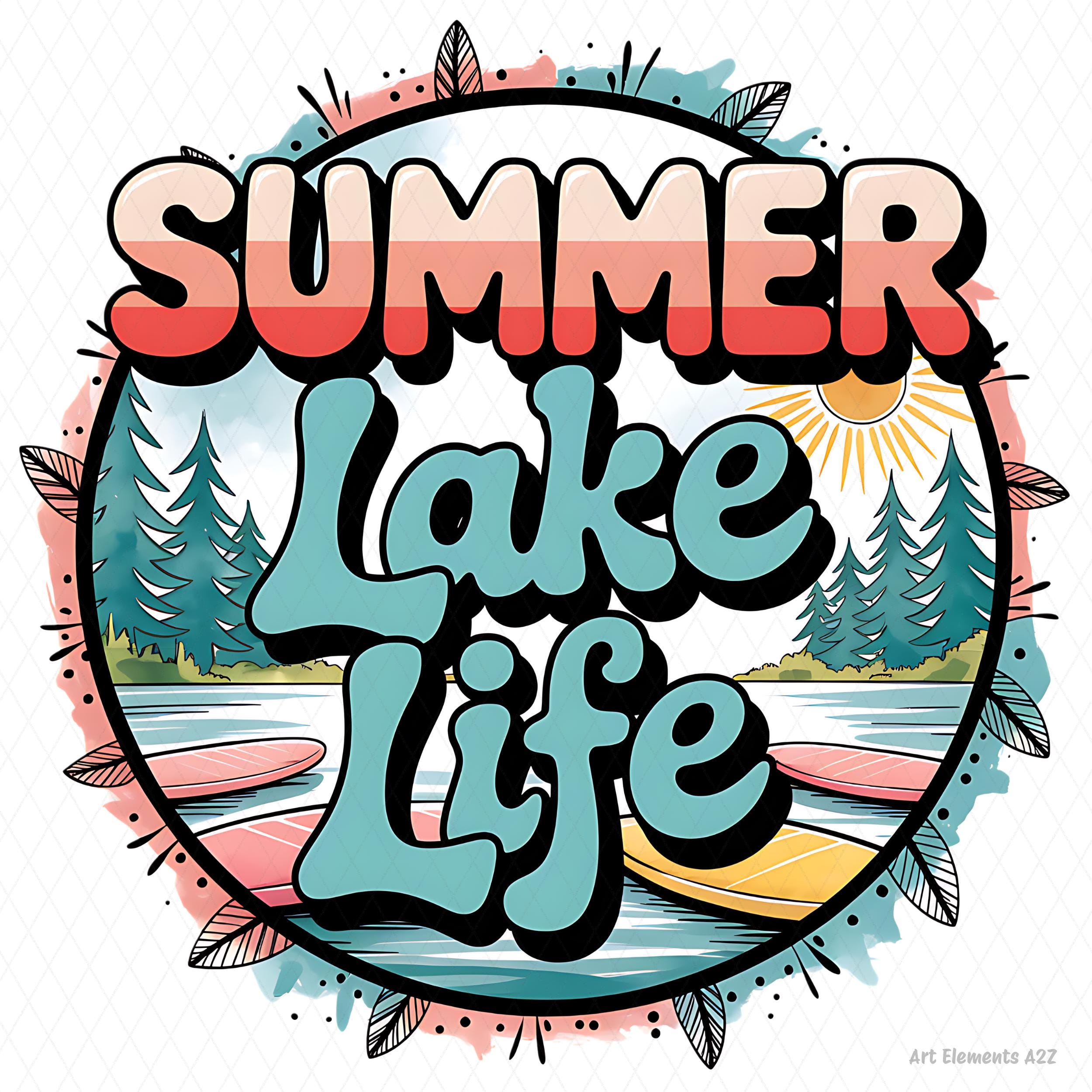 Summer Lake Life PNG Design, Spring Outdoors Sublimation Digital ...