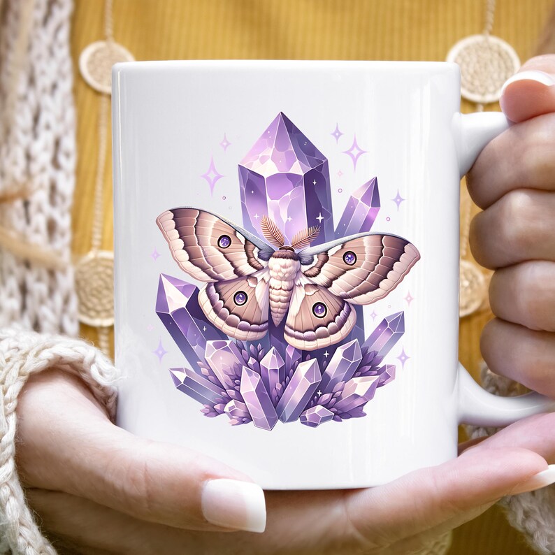 Luna Moth & Lavender Crystal Cluster PNG, 1 High Quality Transparent ...