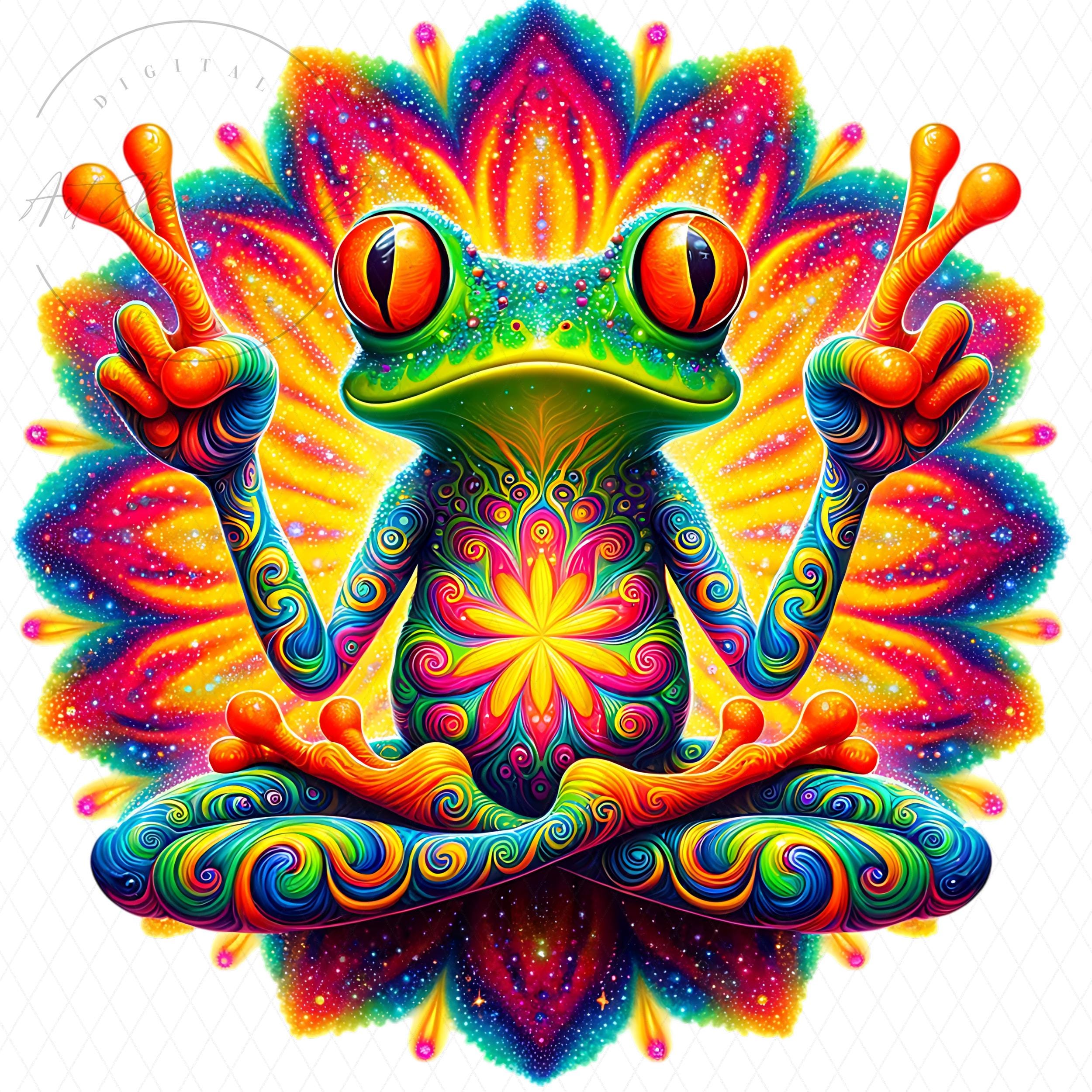 Frog and Peace Sign Png, Hippie Frog PNG, Tie Dye Peace Sublimation ...