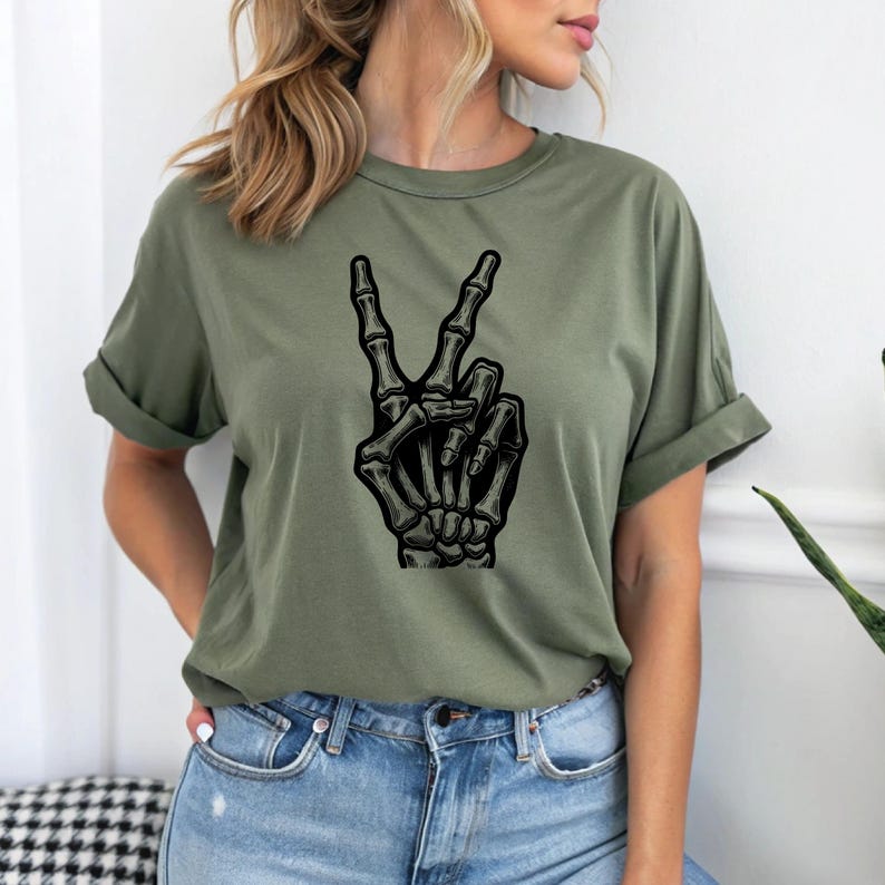 Skeleton Peace Hand PNG, Grunge Minimalist Art, Monochrome Design PNG ...