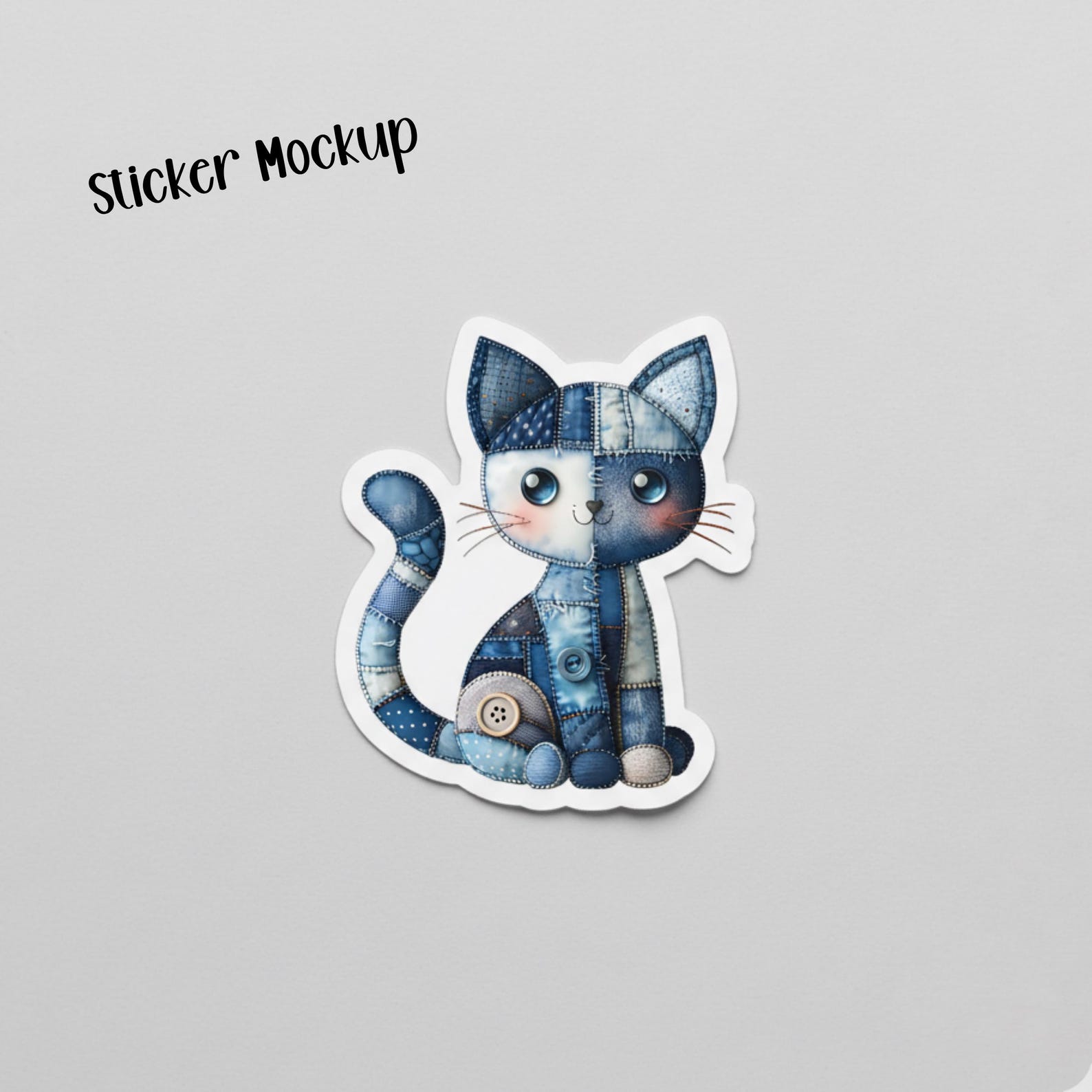 Denim Patchwork Cat PNG, Cute Kitten Sublimation Design, Jean Cat ...