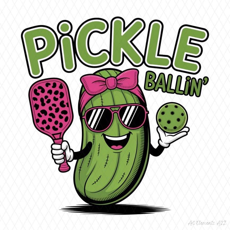 Pickle Ballin Png, Funny Pickleball PNG, Cute Pickle Ball Sublimation ...