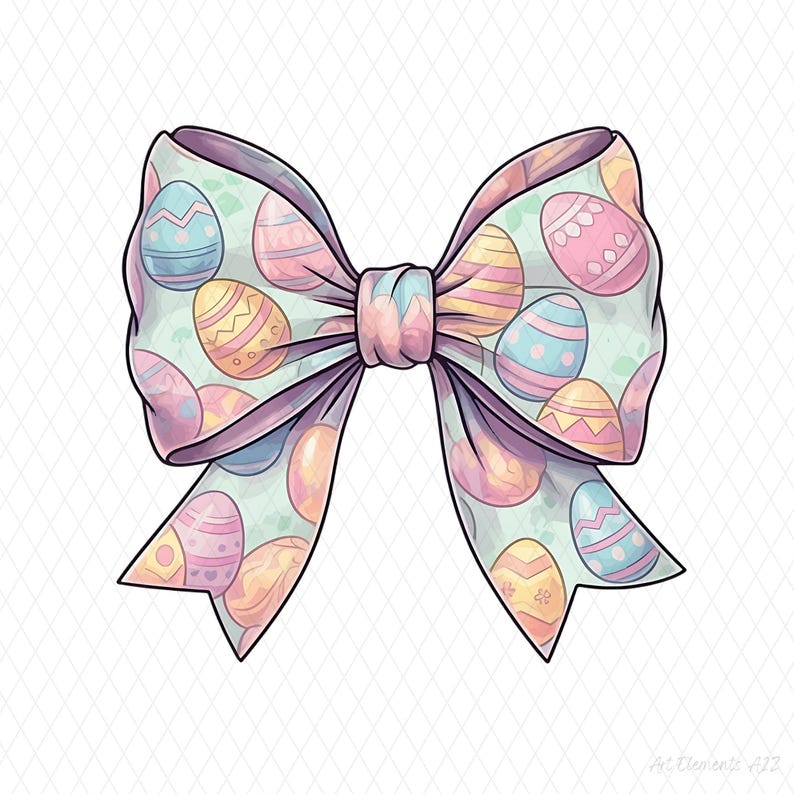 Easter Bow Decorated With Eggs PNG, Cute Easter Design, Easter T-shirt ...