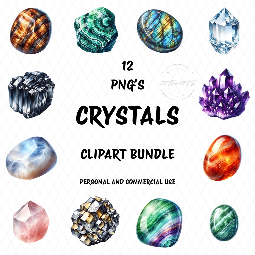 Crystals Clipart Bundle, Gemstones, Realistic, 12 High Quality ...