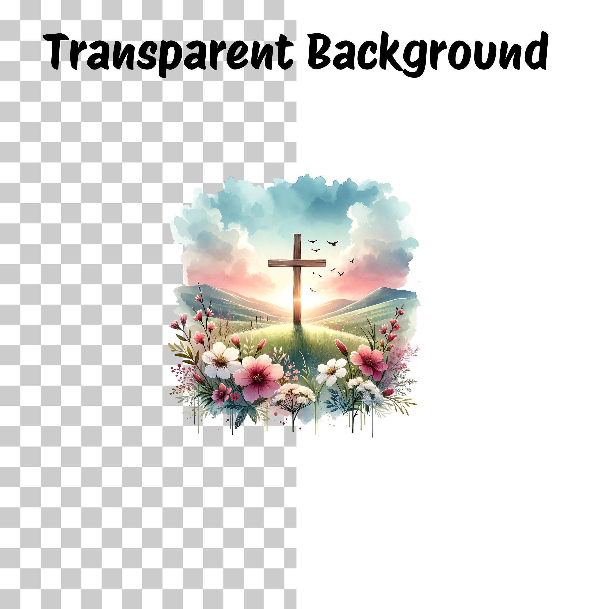 Resurrection Cross PNG, Easter Resurrection Cross Watercolor Art, He is ...
