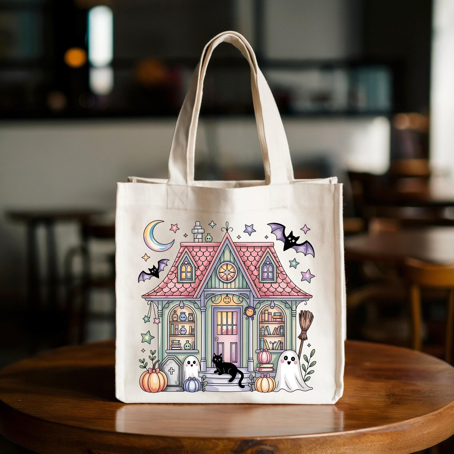 Haunted Fall Bookstore PNG, Trendy Cute Halloween Spooky Ghosts Cozy ...