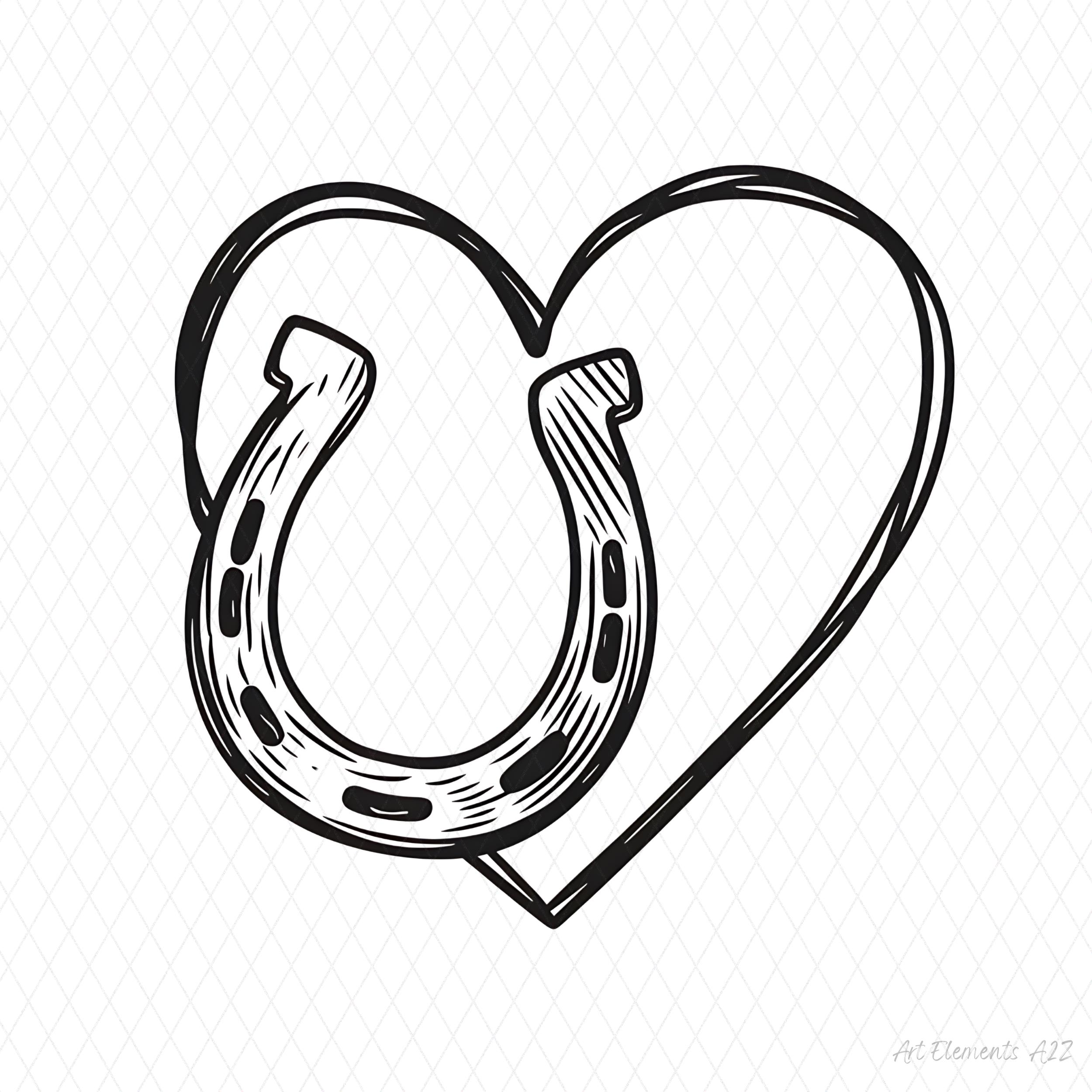 Heart & Horseshoe PNG, Transparent, Digital Download - Etsy