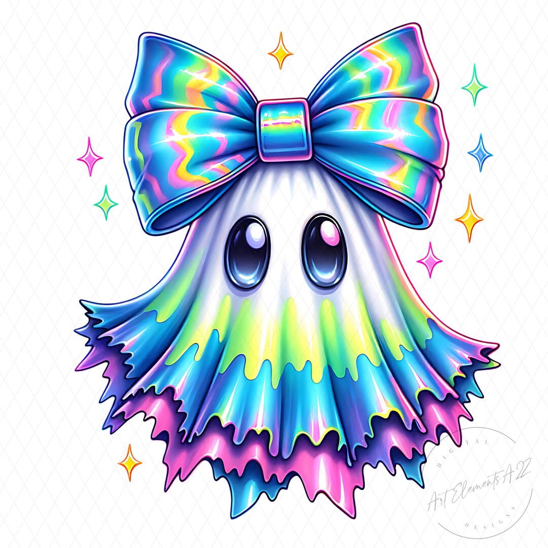 Y2K Neon Ghost PNG, Retro Club Kid Halloween Sublimation Design, Cute ...