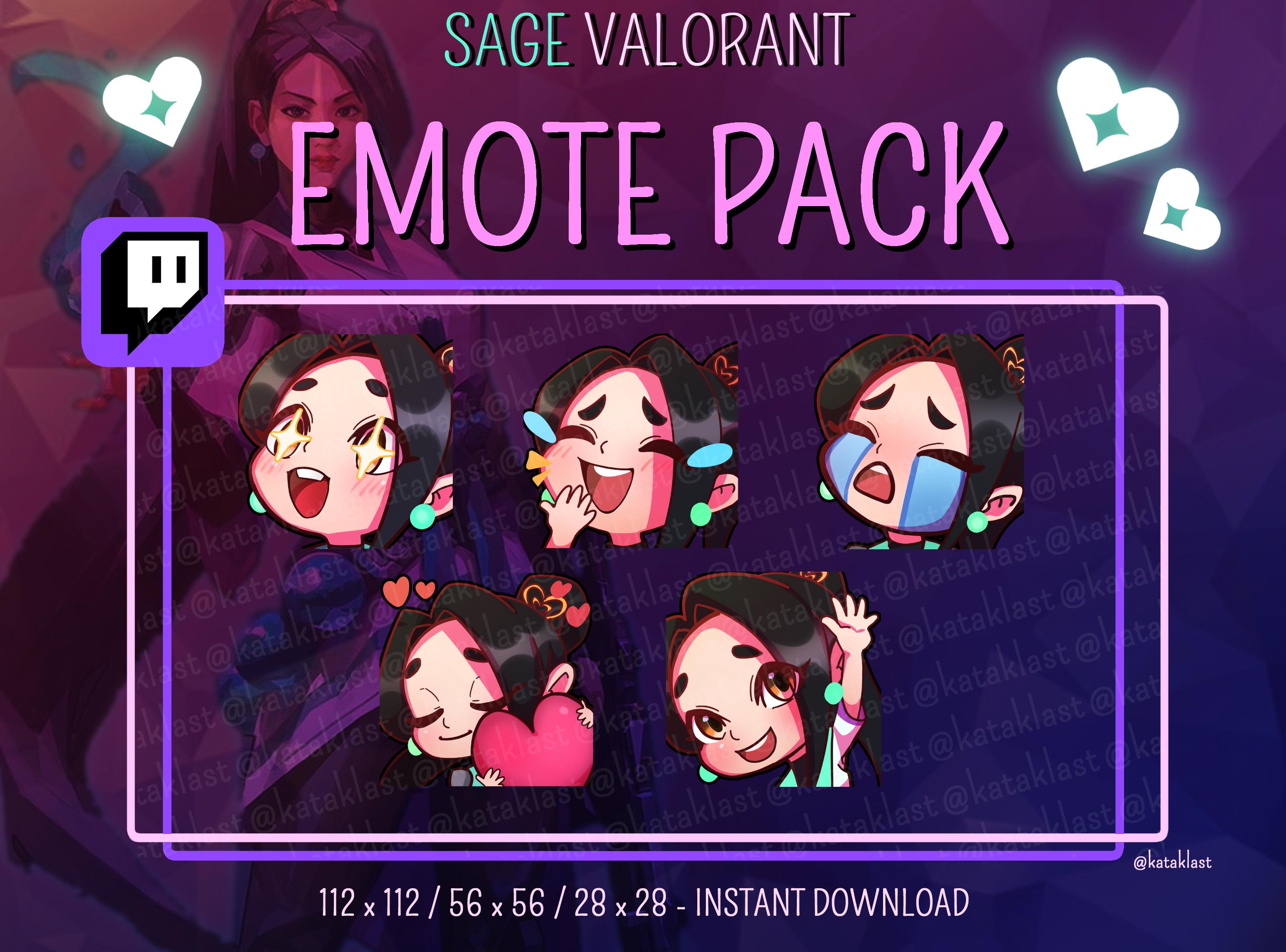 Cute Sage Emotes Pack X5 - Valorant, Kawaii, Adorable, Waifu - Twitch ...