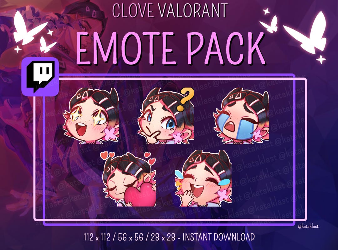 Cute Clove Emotes Pack X5 - Valorant, Kawaii, Adorable, Chibi - Twitch ...