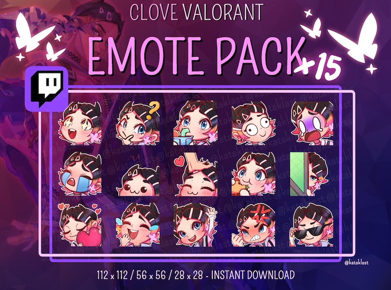 Cute Clove Emotes Pack X15 - Valorant, Kawaii, Adorable, Chibi - Twitch ...