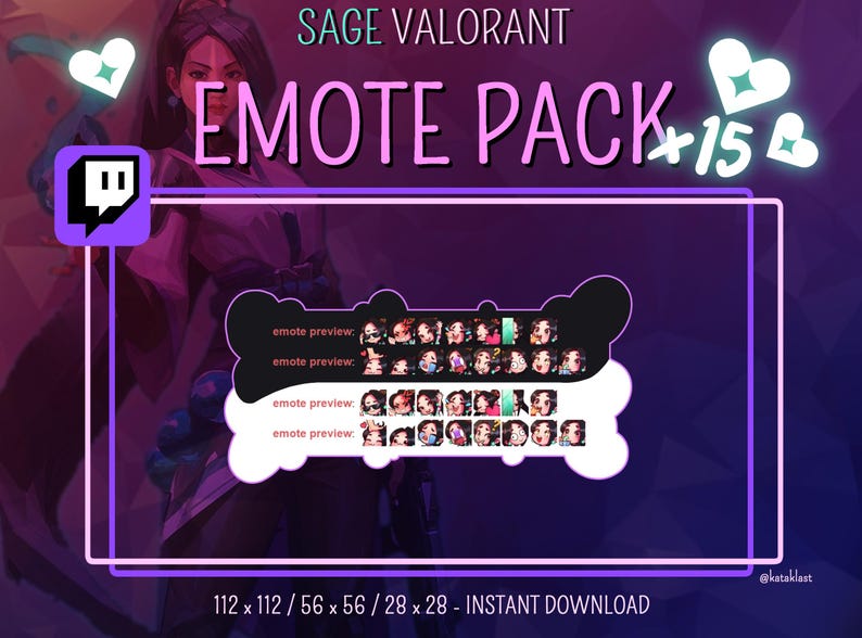 Cute Sage Emotes Pack X15 - Valorant, Kawaii, Adorable, Cute, Waifu ...