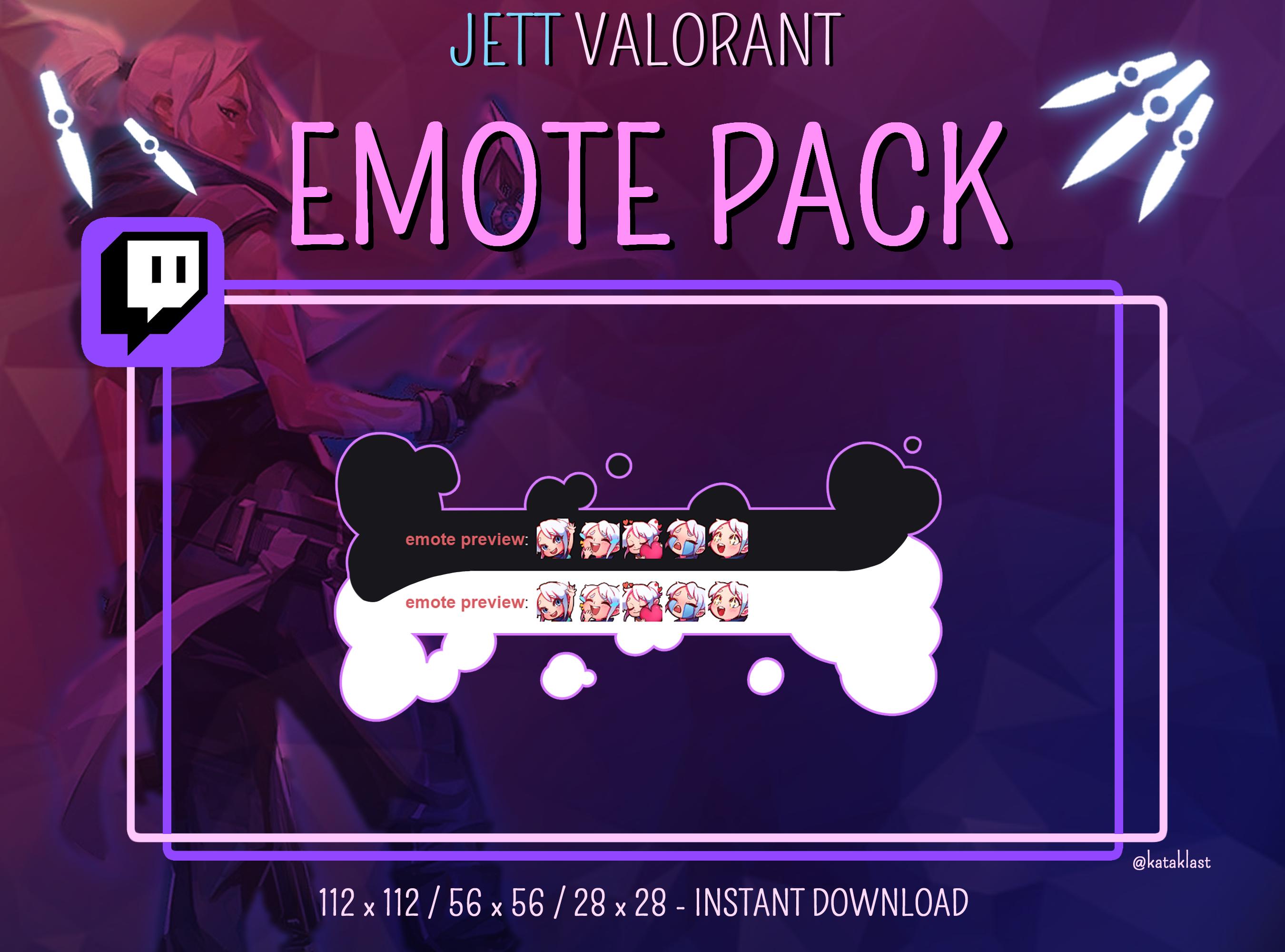 Cute Jett Emotes Pack X5 - Valorant, Kawaii, Adorable, Chibi, Agent ...