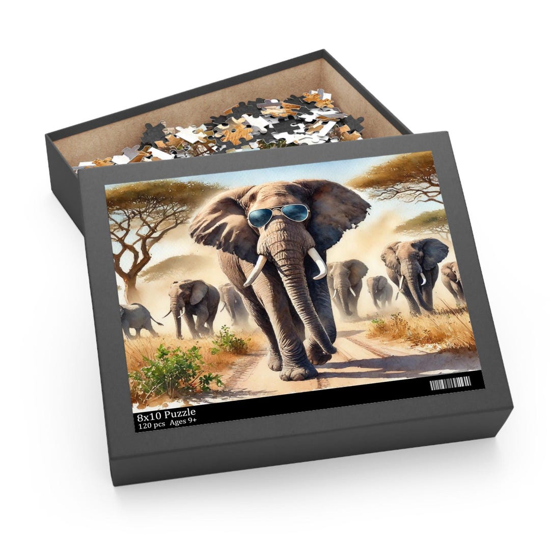Cool Elephant Herd Puzzle - 120, 252, 500 Piece Fun Safari Jigsaw for ...